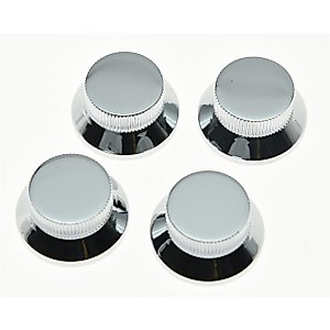 KAISH 4pcs Chrome LP Metal Bell Knobs Push On Guitar Bass Top Hat Knob for 5.8mm Split Shafts