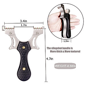 RRLOM Solid Slingshot Set, Outdoor Professional Slingshot for Hunting, Stainless Steel High Velocity Catapult Sling Shot for Adults with 1 Ammo Pouch,50 Ammo Balls and 3 Rubber Bands