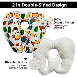 Baby Head Neck Support, 2 in 1 Banana Shape Travel Cushion for Stroller and Car Seat, Toddler Soft Organic Fabric Adjustable Head Insert