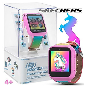 Skechers Kids Smart Watch with Rainbow Iridescent Strap, Games, Camera, & Fitness Tracker – Fun & Colorful Digital Watch with Touchscreen, Alarm, and Step Counter, Perfect for Everyday Wear and Play