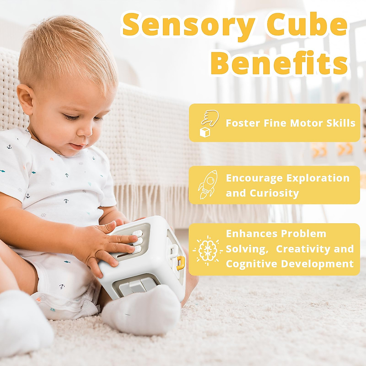 SOCBTNSO Busy Cube Toys for 1 Year Old Boy, Montessori Toys for 1+ Year Old, Travel Sensory Toys for Toddlers 1-3, Learning Fine Motor Skills| 1st Birthday Gifts Boy Easter Basket Stuffers 12 Months +