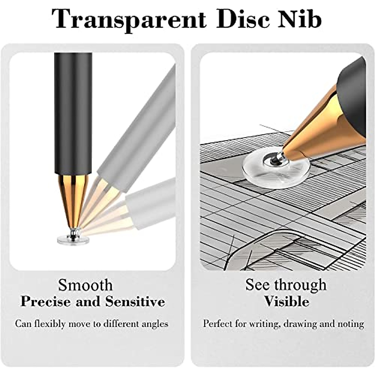 Styluslink(TM) High-Sensitivity Universal Touch Screen Disc Stylus Pen Compatitble with All iPad/iPad Air/iPad Mini/Pad Pro/All Samsung Tablets, Ceppphones and Laptop(2Pcs+4nibs)