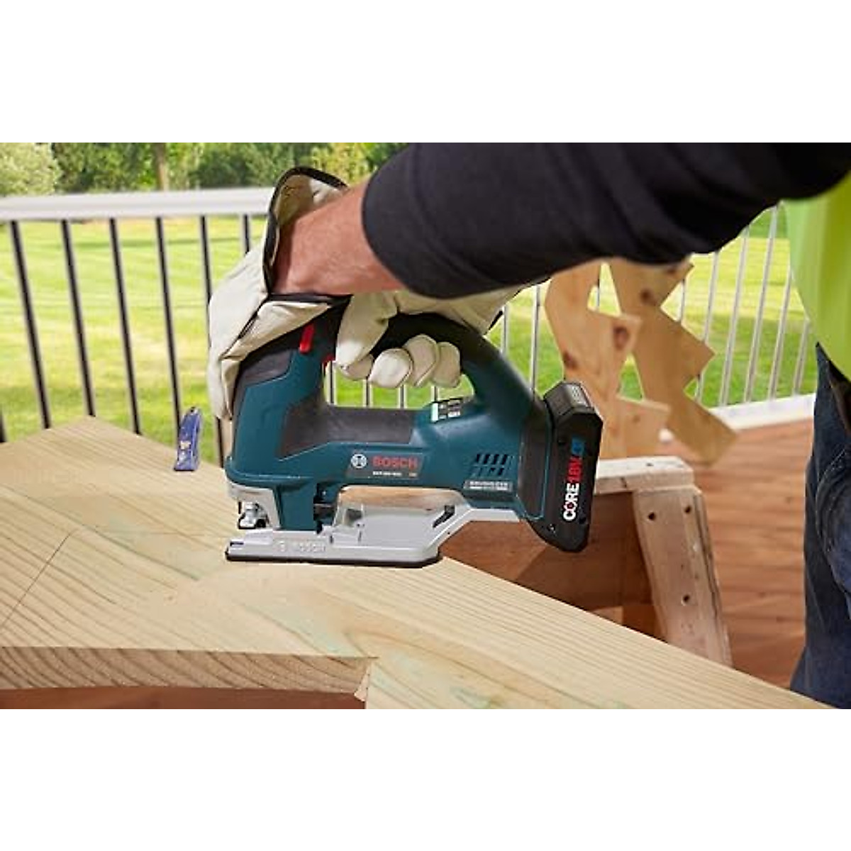 BOSCH GST18V-60CN 18V Brushless Connected Top-Handle Jig Saw, 3,800 SPM, LED Light, Tool-free Blade Change (Bare Tool)