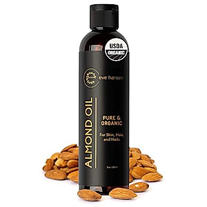 Eve Hansen Organic Sweet Almond Oil for Skin | (8 oz) Hair Growth Oil, Body Oil for Dry Skin, Carrier Oil for Essential Oils | Massage Oil, Organic Face Moisturizer for Skin, Hair Oil and Nail Oil