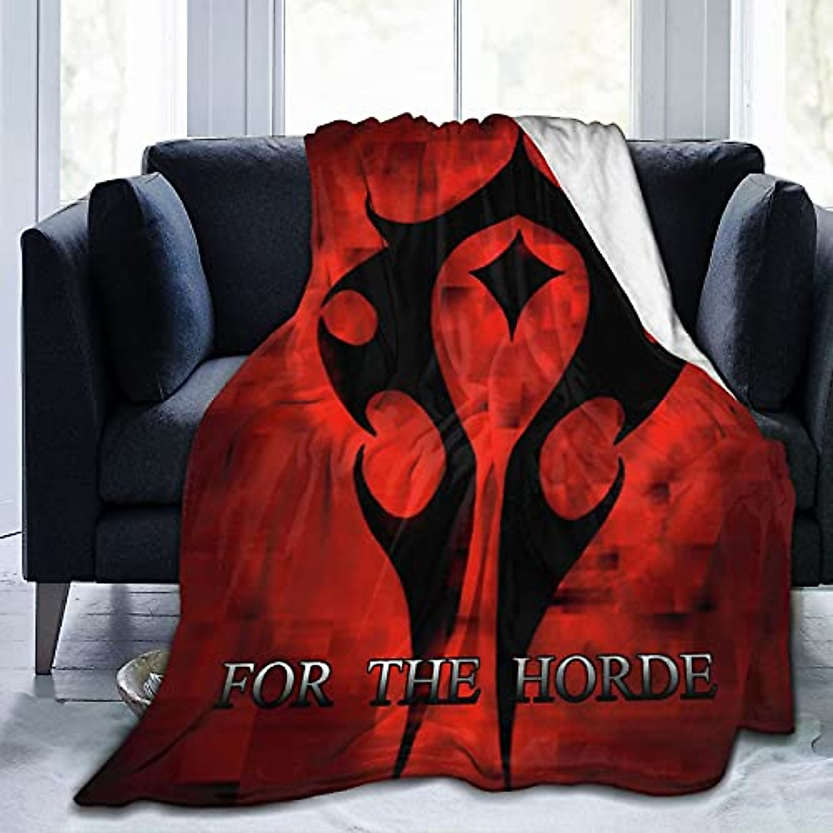 for The Horde World of Warcraft Throw Blanket Soft Micro Microfiber Light Weight Warm Fleece Throw Blanket Three Sizes (Black, 80"x60")