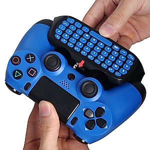 PS4 Controller Keyboard, 2.4G Wireless Rechargeable Online Gaming Live Chat Message Chatpad Keypad with 3.5mm Audio Aux-in Headset for Sony PlayStation 4, PS4 Slim, PS4 Pro (Controller Not Included)
