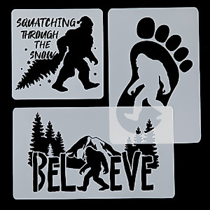 CINPIUK 8PCS Bigfoot Stencils Painting on Wood, Reusable Sasquatch Templates for Christmas Home Decor DIY Art Crafts, Assorted Sizes