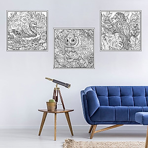 Young N Refined 6 Pack of Large Adult Coloring Poster Pages Animals Made of Mandala Floral (18x18)