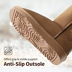 DREAM PAIRS Girls Boys Winter Boots Faux Fur Lined Mid Calf Kids Snow Tall Shoes for Little Kid/Big Kid,Size 11 Little Kid,Chesnut,Sweaty-Buckle-K