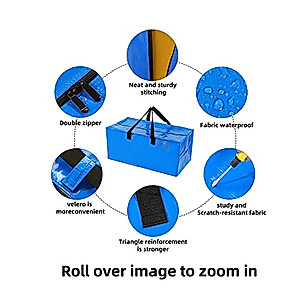 Moving Bags Heavy Duty,Extra Large Packing Bags for Moving,Reusable Plastic Moving Totes,Moving Storage Bags for Clothes,Moving Supplies Bins,Compatible with Ikea Frakta Cart (Blue,Set of 4)