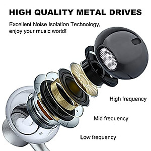 XINLIANG Earbuds Earphones with Microphone, Earbuds with Volume Control in-Ear Headphones with Magnetic, Bass Driven 3.5 mm Earbuds for iOS and Android Smartphones, Laptops, MP3,Gaming, Walkman