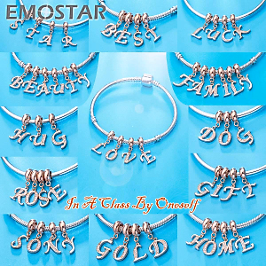 Letter J Charms Initial A-Z Alphabet Beads – Rose Gold 925 Sterling Silver Dangle CZ Birthstone fits Pandora Charm Bracelets, for Mothers Day Birthday Christmas Gifts