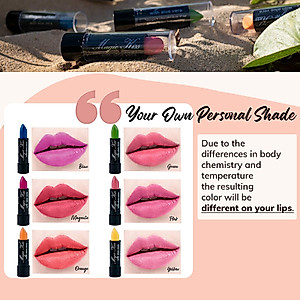 Magic Kiss Color Changing Matte 6 Piece Lipstick Set infused with Aloe Vera Made in USA (Colors of Aloha 1)