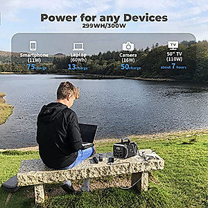 VDL Portable Power Station 300W/110V, Solar Generator 299Wh Backup Lithium Battery Pure Sine Wave AC Outlet, Power Supply with LED Flashlight for Outdoors Camping Travel Hunting Home Emergency