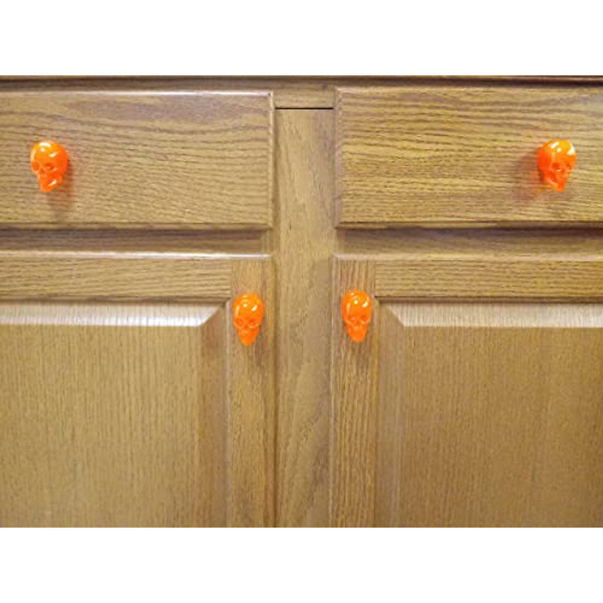 Orange Skull Cabinet Knobs/Drawer Knobs (Black Light Activated) (Set of 2)