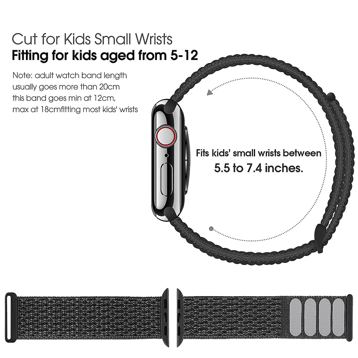 Compatible with Kids Apple Watch Band, Breathable Soft Nylon Loop Strap for Boy Girl, Compatible with iWatch Series 9/8/7/6/5/4/3/SE/SE2 38mm 40mm 41mm & 42mm 44mm 45mm
