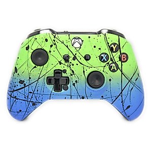 Hand Airbrushed Fade Custom Controller - Compatible with Xbox One (Matte Green & Blue)