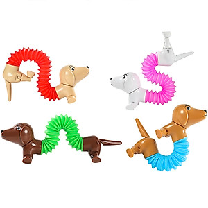 Dog pop tubes,Toy Dog,Animal pop Tubes,Robot dog,Fidget Toys for Kids,Sensory Toys for Kids 5-7,Dog Party Favors,small toys,dog toys for kids,sensory tubes,autism sensory products（4 Pack Dog）