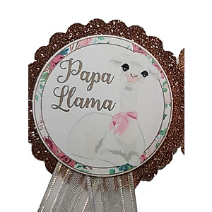Daddy to Be Pin Baby Shower Pin for dad to wear, Papa Llama White & Rose Gold, It's a Girl, Gender Reveal or Baby Sprinkle