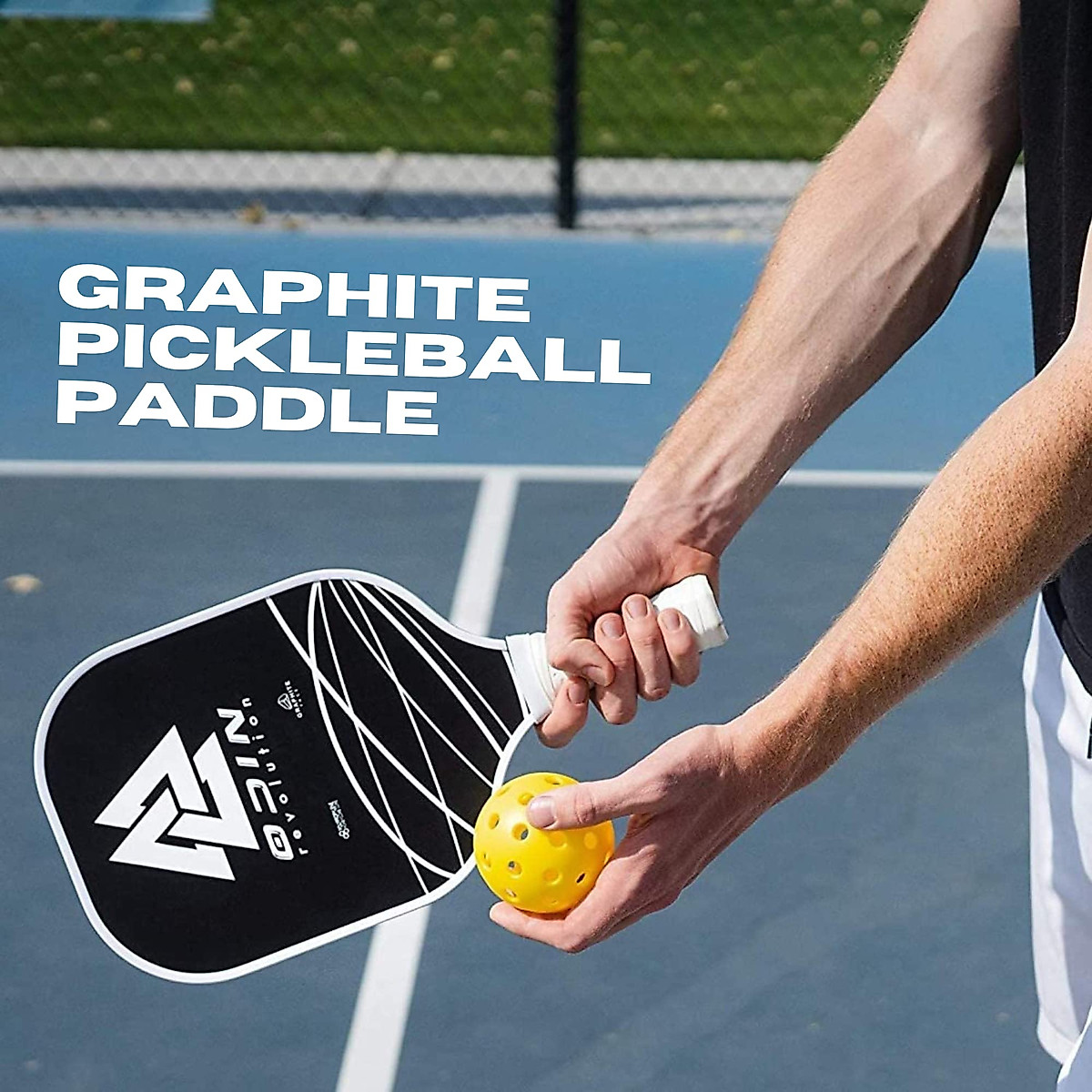 Odin Pickleball Paddles Set of 2 Premium Graphite Polypropylene Honeycomb Core Pickle Ball Paddles - 3 Balls Ultra Cushion Grip - Pickleball Racket Case Bag - Gift for Men Women Indoor Outdoor Games