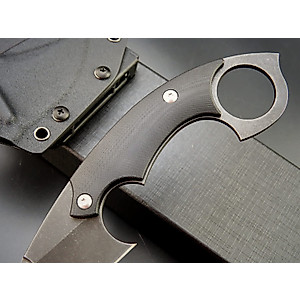 Ccanku C1118 Fixed Blade Knife,D2 Blade G10 Handle Claw Knife EDC Tool Knife for Outdoor Camping, Hiking, Fishing with kydex Sheath(Black) …