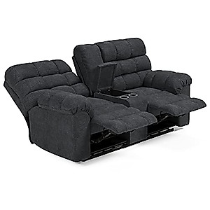 Signature Design by Ashley Wilhurst Reclining Loveseat with Console, Almost Black