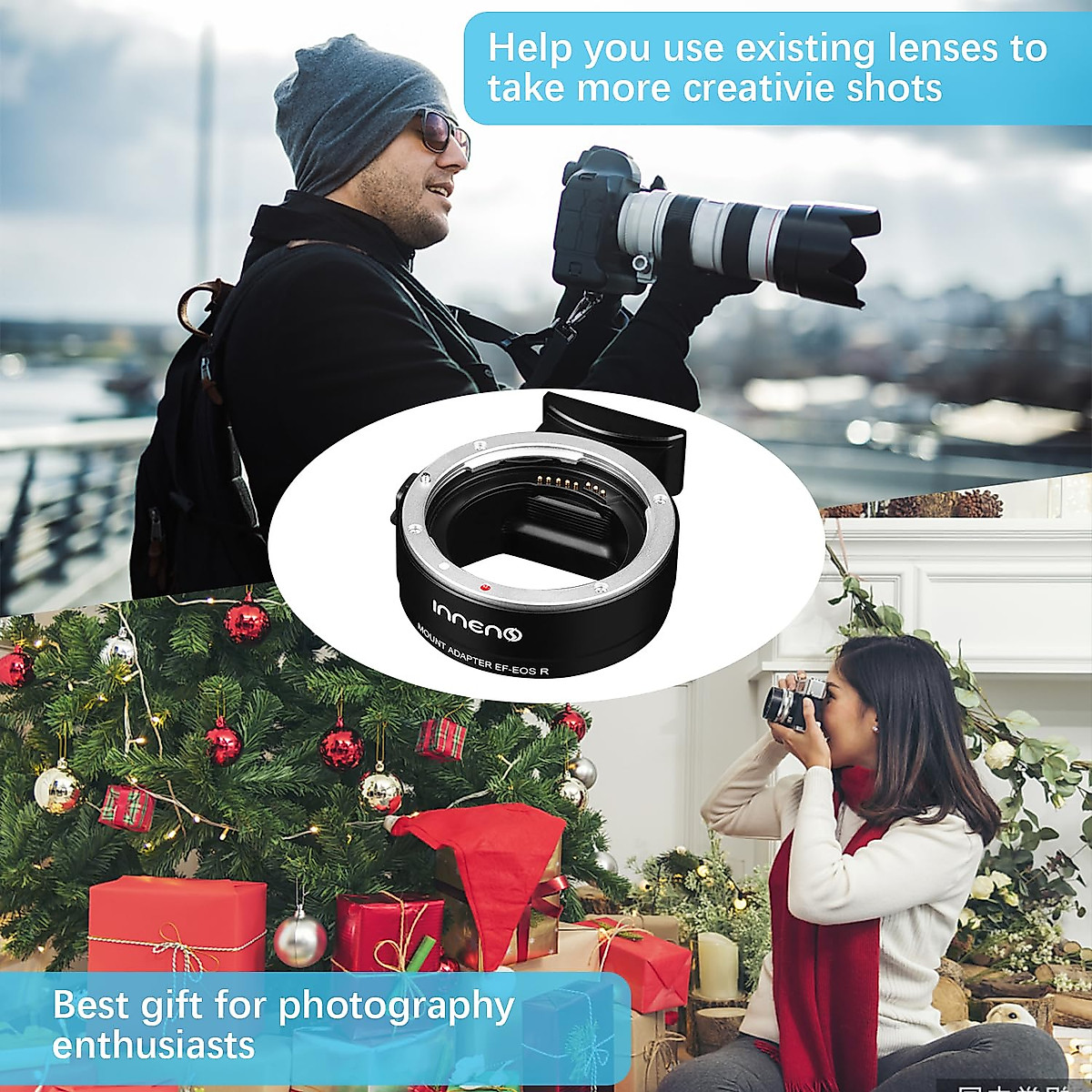 Donwell EF to EOS R Mount Adapter,Auto-Focus EF/EF-S Lens to RF Mount Converter Ring with Removable Tripod Mount Compatible for Canon EOS R RP R5 R6 R7 R10 R50 Series Mirrorless Digital Cameras