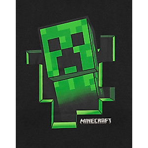 Minecraft T Shirt Boys Creeper Inside Black Short Sleeve Gamer Top 7-8 Years