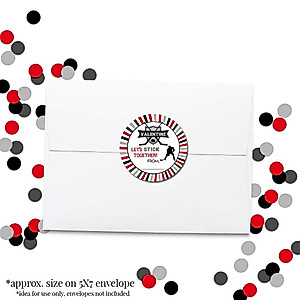 Hockey Valentine Party Favor Sticker Labels for Boys, 40 2" Party Circle Stickers by AmandaCreation, Great for Classroom Valentines, Envelope Seals, Gifts & Treats