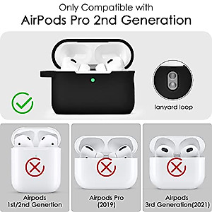 Filoto Airpod Pro 2 Case, Cute Airpods Pro 2 Cover for Women Girls, Silicone Protective Airpods Pro 2 Case with Bling Bracelet Keychain (Bling Black)