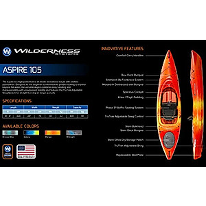 Wilderness Systems Aspire 105 | Sit Inside Recreational Kayak | Adjustable Skeg - Phase 3 Air Pro Seating | 10' 6" | Midnight