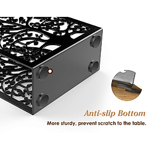 Nuovoware Napkin Holder, Standing Napkin Holder for Tables, Tree & Bird Design Table Napkin Holder, Metal Tabletop Paper Napkin Organizer, Tissue Dispenser for Kitchen Dining - Black