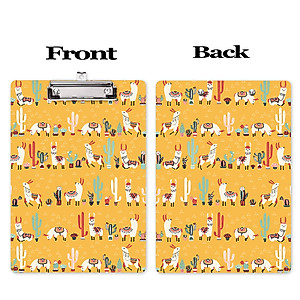 Hongri Clipboard, Fashion Design Letter Size Wooden Clipboards for Students, Women, Man and Kids, Cute Custom Pattern, A4 Standard Size 9" x 12.5" with Low Profile Metal Clip, Yellow Cactus