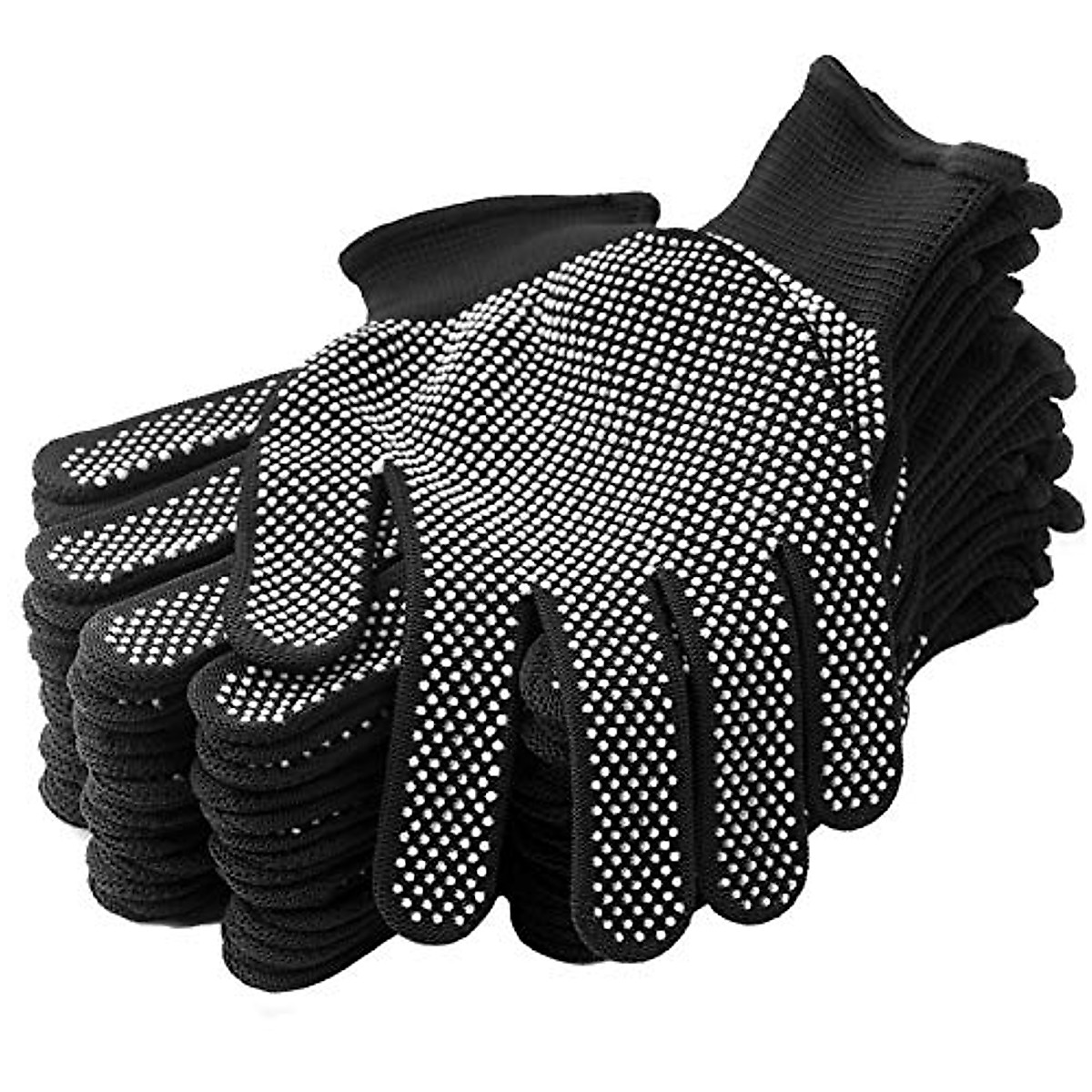 COOHORN 24Pcs Work Glove Liners Dry Hand Anti-slip Dots Coating Knitted Working Glove - Stretchy Cloth Glove for Fishing Grilling Warehouse Garden Painting - Thin Moist Breathable Work Glove, 12Pairs