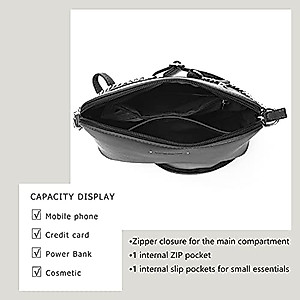 DAVID - JONES INTERNATIONAL. Lightweight Crossbody Bags for Women, Genuine Leather Small Shoulder Bag,Cell Phone Wallet Purses and Handbags with Chain Strap,Black Purse