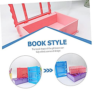 KOMBIUDA 3pcs Kids Stationary Cookie Gift Box Book Boxes Decorative Book Cartoon Box Candy Case with Lock Christmas Treat Box DIY Making Box Candy Storage Box Book-shaped Candy Box Toy Girl