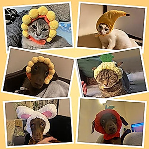 Weewooday 5 Pieces Cat Hat Cat Costume Bunny Hat with Ears Funny Banana Pineapple Cat Hat for Cats and Small Dogs Kitten Puppy Party Costume Accessory Headwear(Cute Style)