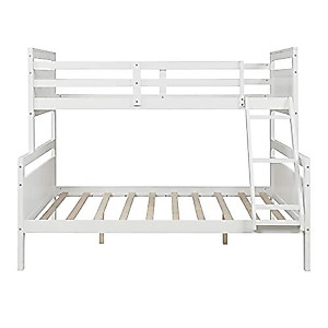 Flieks Twin Over Full Bunk Bed with Ladder for Kids, Safety Guardrail, Perfect Bedroom