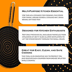 Beckon Ware | USA | 13 Inch Black Silicone Grease Splatter Guard for Frying Pan, Oven Safe Fry Wall, Ultimate Bacon Splatter Screen for Frying Pan for Everyday Cooking and Baking