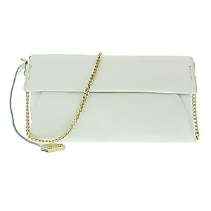Pierre Cardin White Leather Small Slouchy Fashion Clutch for womens