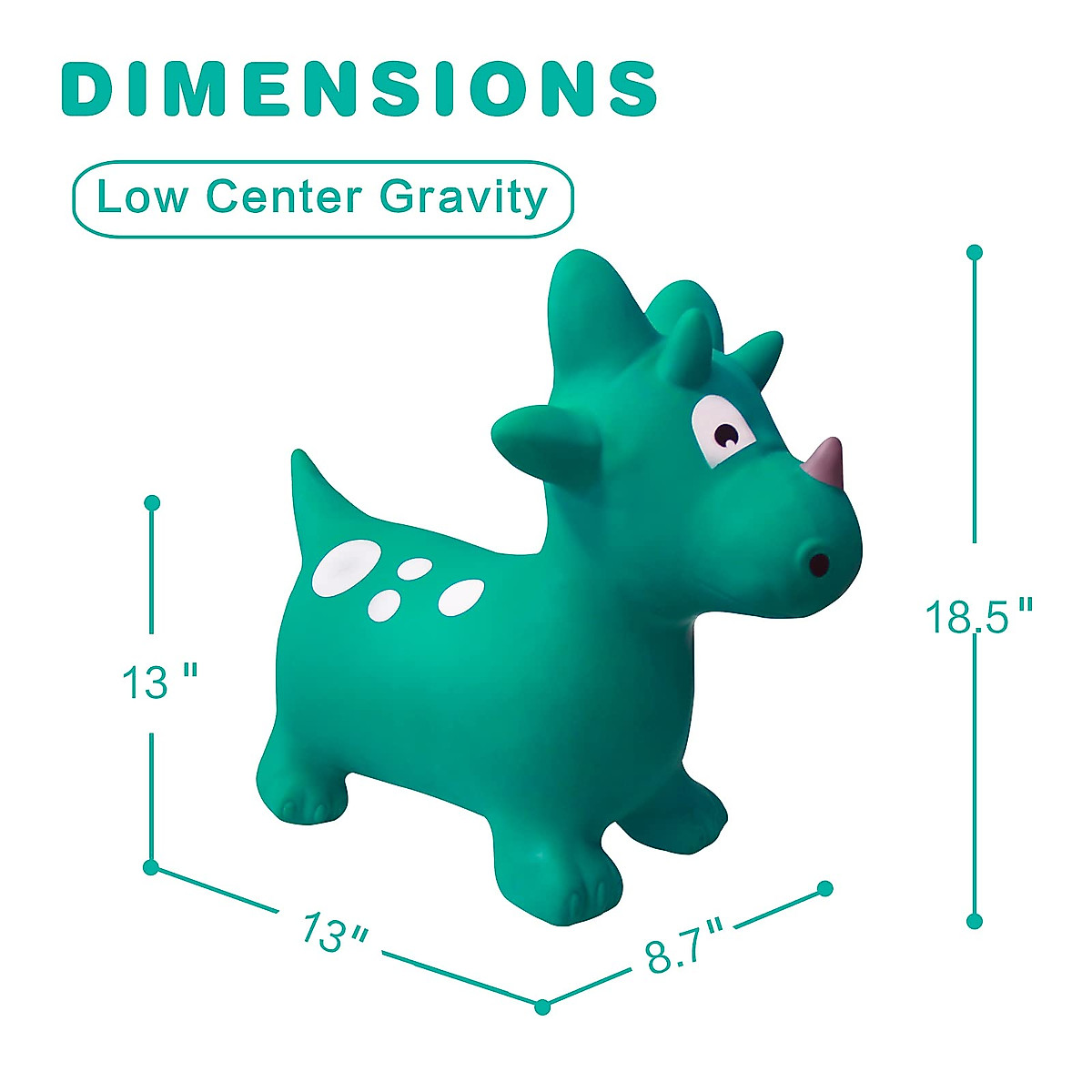 HotMax Bouncy Horse, Dinosaur Hopper Toys for Kids, Inflatable Ride on Bouncy Animals Toys for Toddlers, Jumping Horse for Baby Year Old Birthday Gift for Boy or Girl (Triceratops)