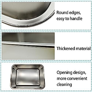 Hamiledyi Stainless Steel Cat Litter Box 3PCS, 17.7" X 13.8" X 5.9" Pet Metal Litter Box, Easy to Clean, No Odor Small Pet Toilet for Cat Kitties Rabbits Hedgehog (3PCS, 17.7" X 13.8" X 5.9")