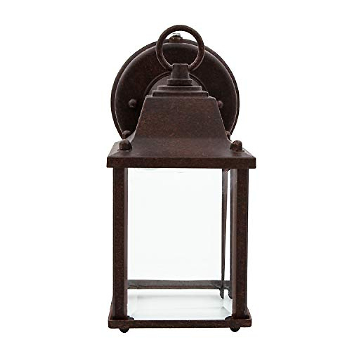 Maxxima LED Porch Lantern Outdoor Wall Light - Aged Bronze with Clear Glass, 3000K Warm White, 650 Lumens, Dusk to Dawn Photocell Light Sensor, Patio or Porch Sconce Fixture, Exterior Lighting - Brown