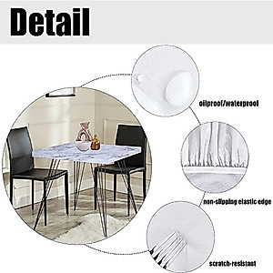 Square Marble Table Cover, Nature Granite Pattern with Cloudy Spotted Trace Effects Marble Image, Elastic Edge, Suitable for Table Decoration, Buffet and Camping, for 42"x42" Square Table Grey Dust