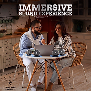 Long Run Technologies Stereo Bluetooth Speakers - Wireless Computer Speaker for Desktop Laptop PC for Boys & Girls Sister Brother Mom & Dad - Bluetooth Stereo Speakers Home Theater Gaming Rose Gold