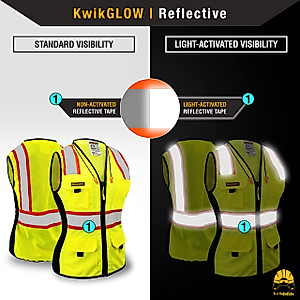 KwikSafety FIRST LADY Safety Vest for Women [SNUG-FIT] 9 Pockets, Class 2 Custom High Visibility Reflective ANSI OSHA Fitted Construction Work PPE/Yellow Small