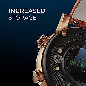 Moto 360 3rd Gen 2020 - Wear OS by Google - Touch Screen - Luxury Stainless Steel Smartwatch - Genuine Leather and High-Impact Sports Bands - Champagne Gold