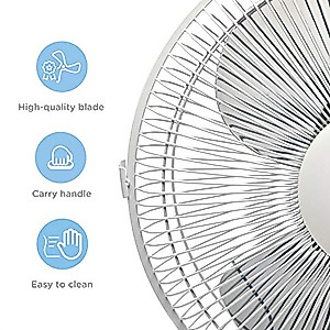PELONIS FT30-15H Portable 3-Speed 12-Inch Oscillating Table Air Circulation Fan, White, 15 Inch TableFan