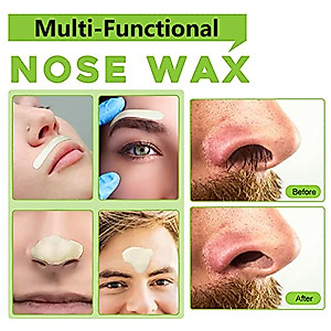 Auperwel Nose Wax Kit, 100g Nose Wax, 20 Blu Applicators, Nostril Waxing Kit for Men and Women Painless Hair Removal with 15 Mustache Guards, and 10 Paper Cups, Nose Ear Wax Kit with 15-20 Uses