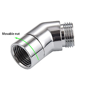 Carvedexquisitely Modern Copper Showerhead Elbow Adapter, 135 Degree Chrome, G1/2" Female and Male